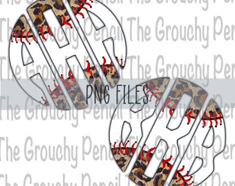 Baseball Leopard Monogram Alphabet PNG File Downloads Full - Etsy