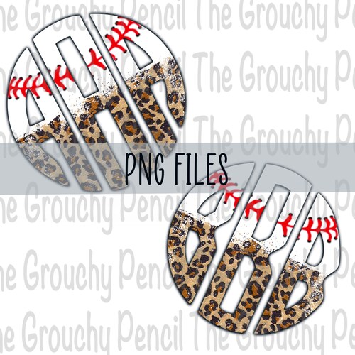 Baseball Leopard Monogram Alphabet PNG File Downloads Full - Etsy