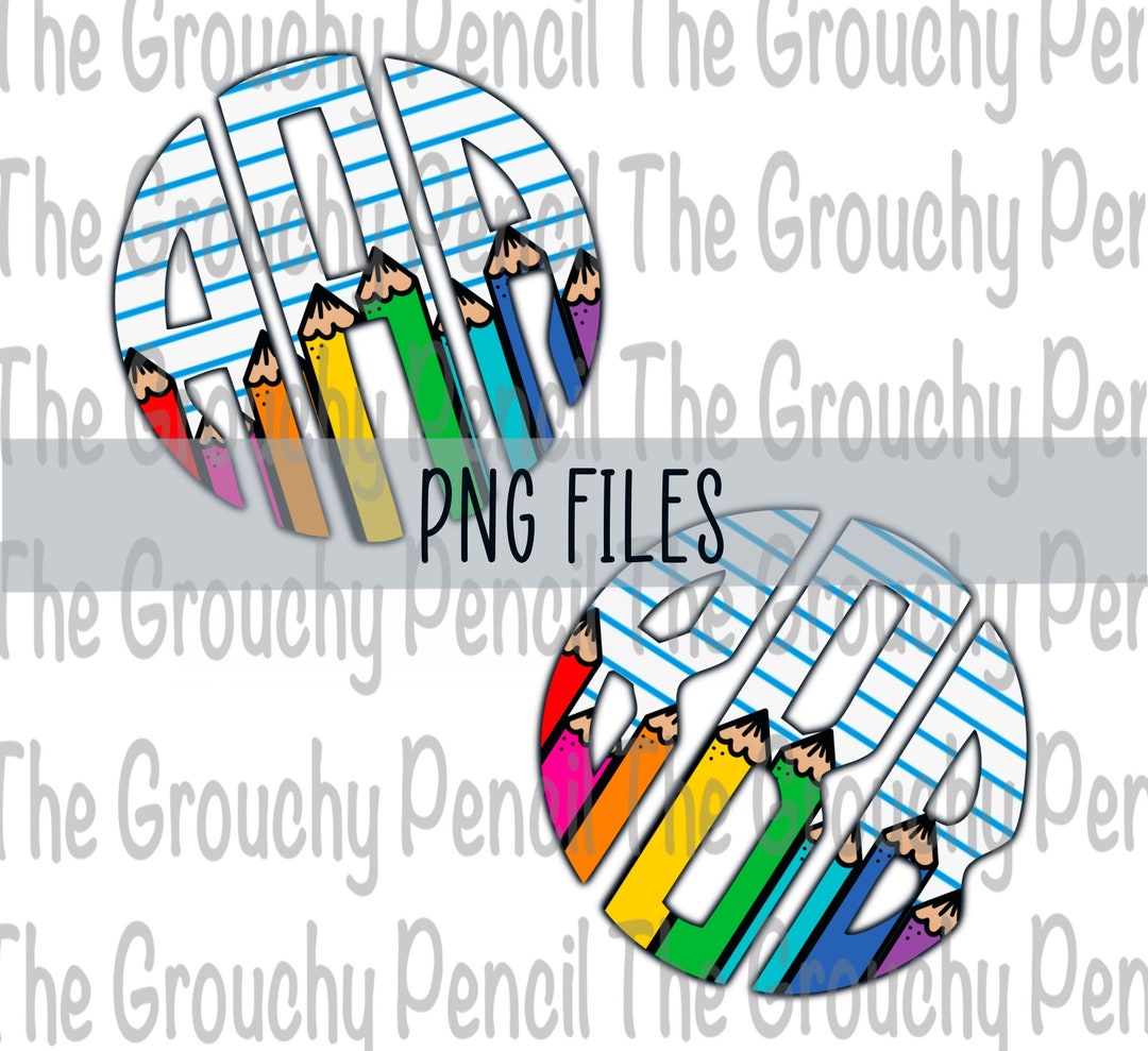 Notebook Paper and Pencils Monogram Alphabet PNG Pack Full - Etsy