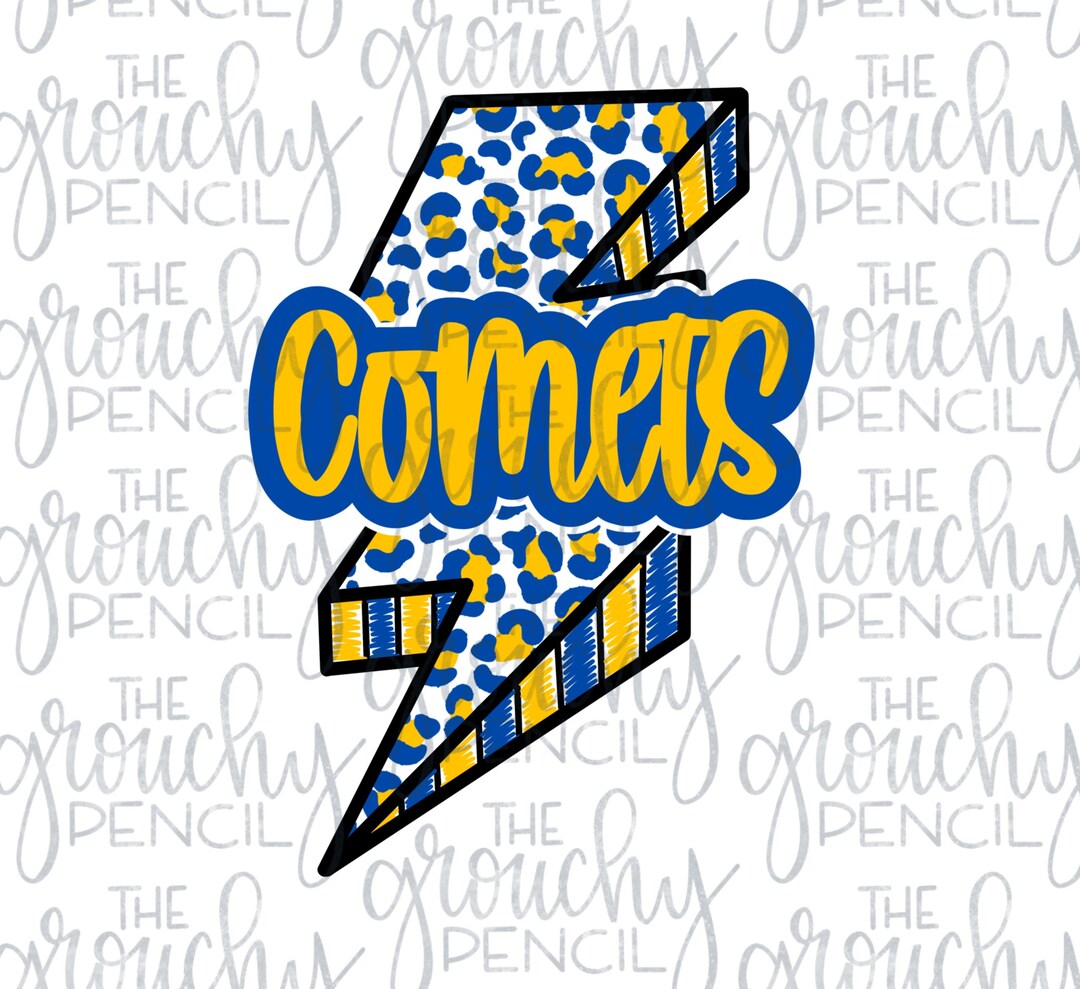 Comets Lightning Bolt Mascot Baseball Softball Basketball Football Team ...