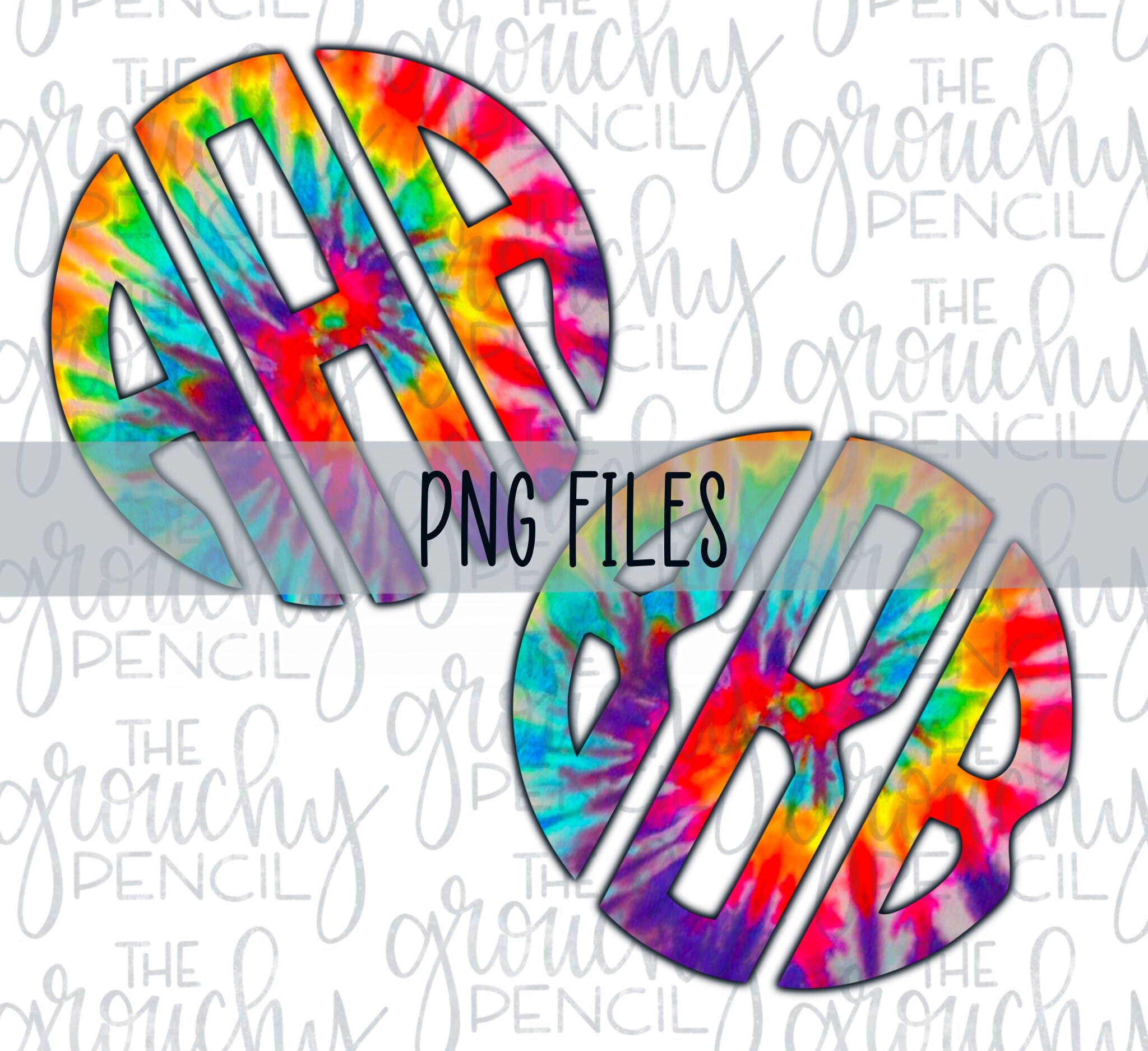Tie Dye Monogram Alphabet PNG File Downloads Full Alphabet, Individual ...