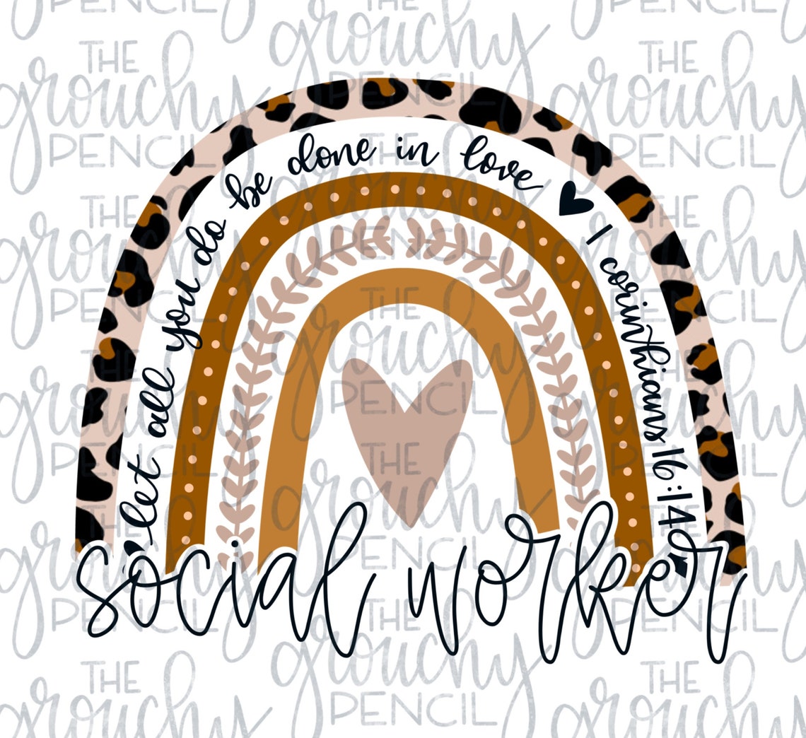 Social Worker Rainbow Handlettered PNG digital download - Etsy