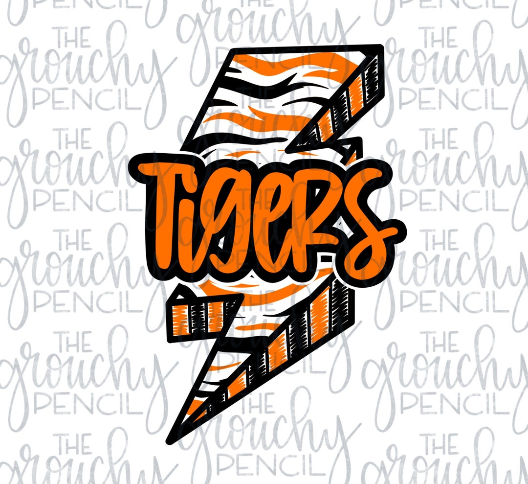 Tigers Lightning Bolt Mascot Baseball Softball Basketball Football Team ...