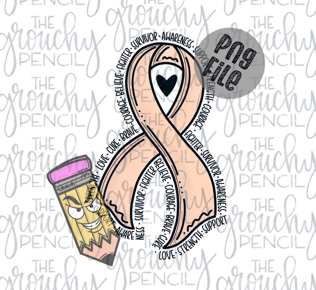 Cream Awareness Ribbon Handlettered PNG Digital Download Sublimation ...