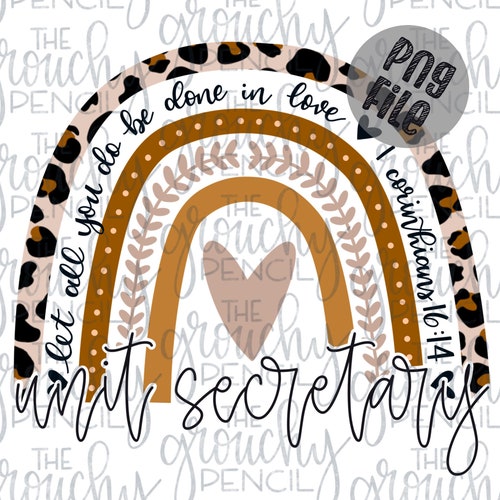 Unit Secretary Handlettered PNG Digital Download Sublimation | Etsy