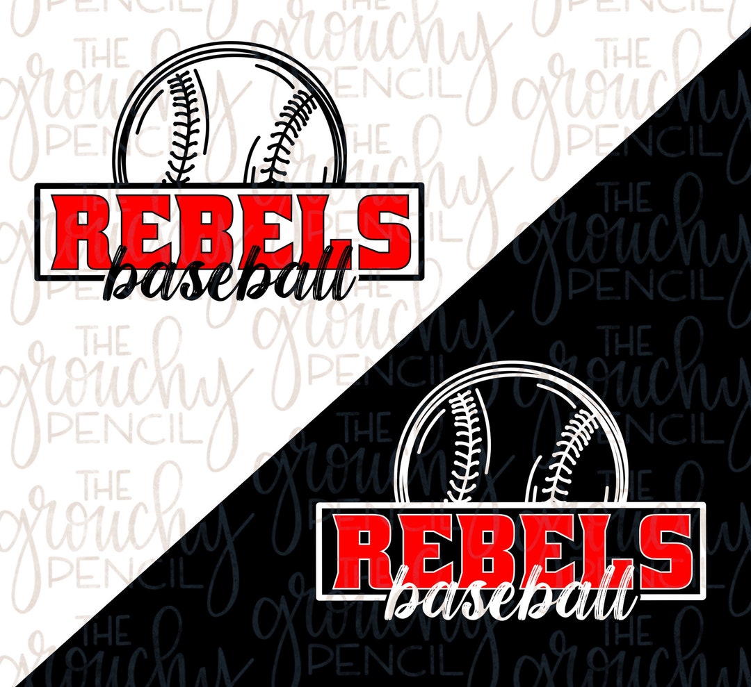 Rebels Baseball Team Name Graphic PNG Sublimation Transfer File, Black ...