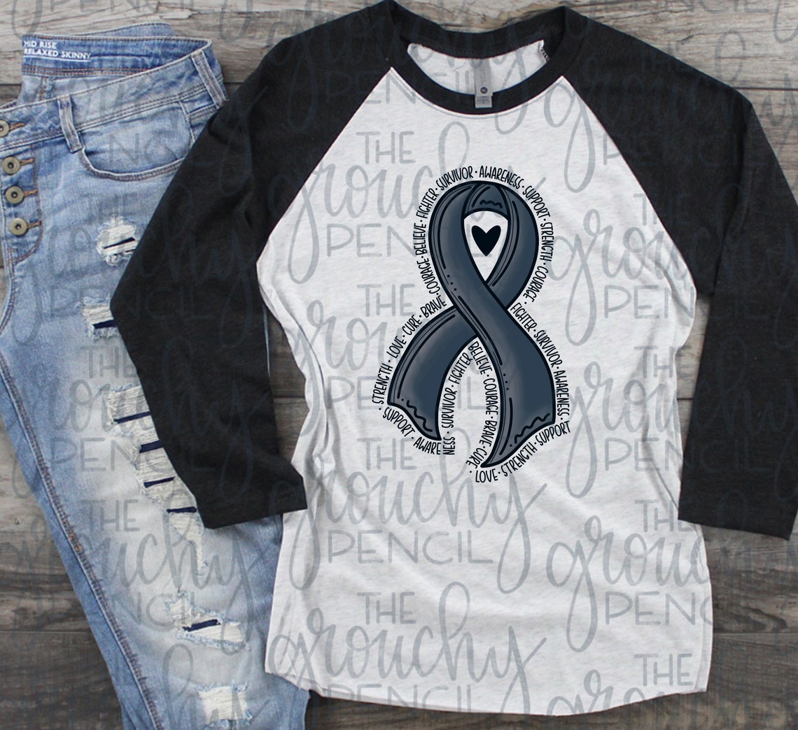 Yellow awareness ribbon Handlettered PNG digital download | Etsy