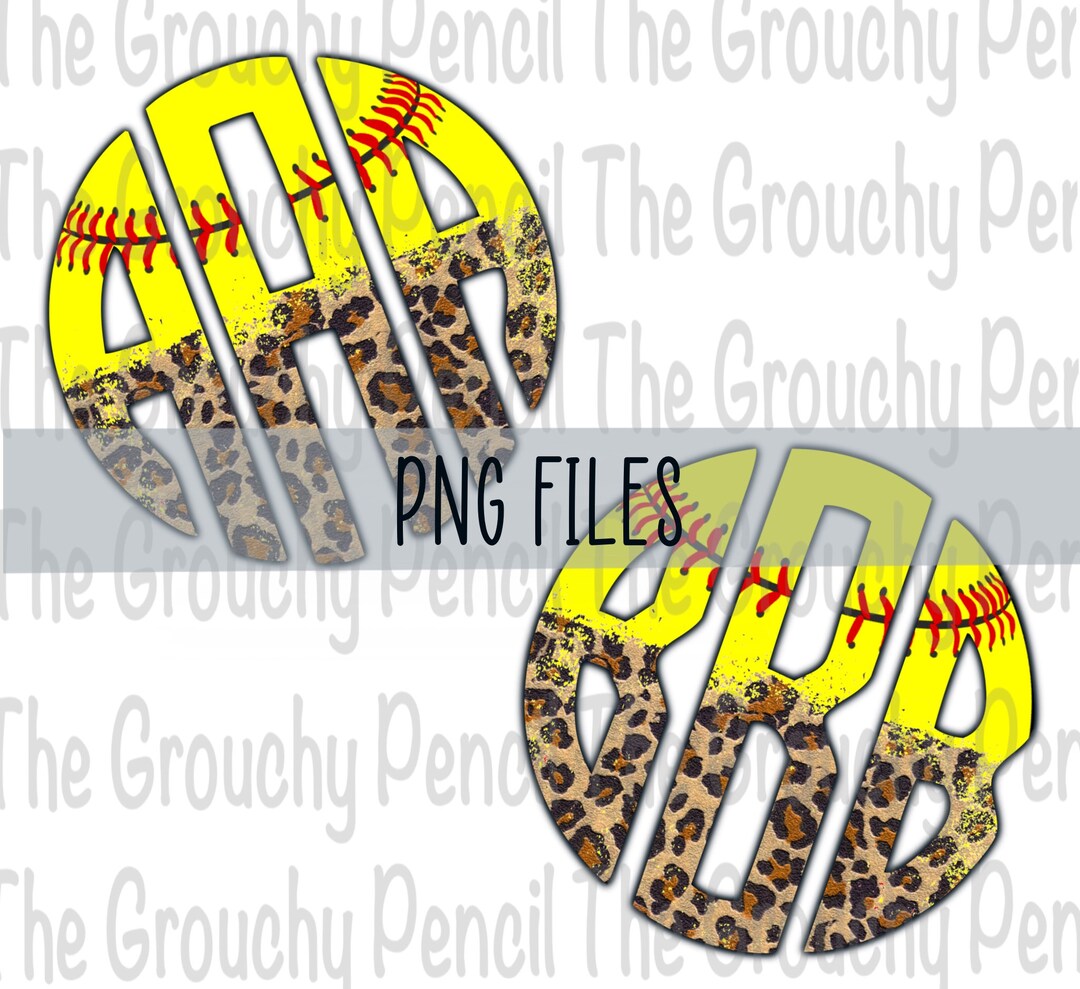 Softball Leopard Monogram Alphabet PNG File Downloads Full Alphabet - Etsy