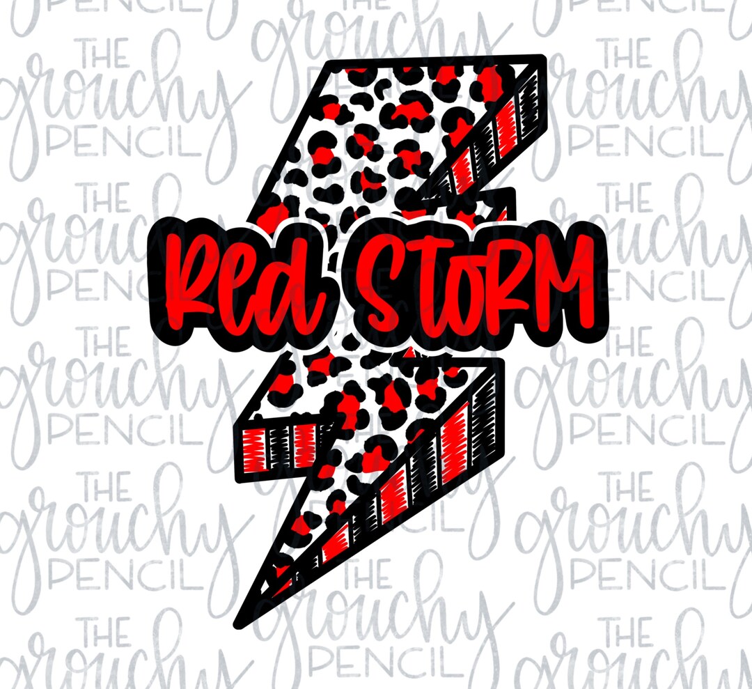 Red Storm Lightning Bolt Mascot Baseball Softball Basketball Football ...