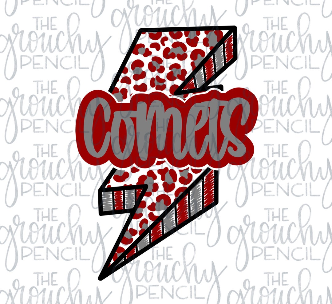 Comets Lightning Bolt Mascot Baseball Softball Basketball Football Team ...