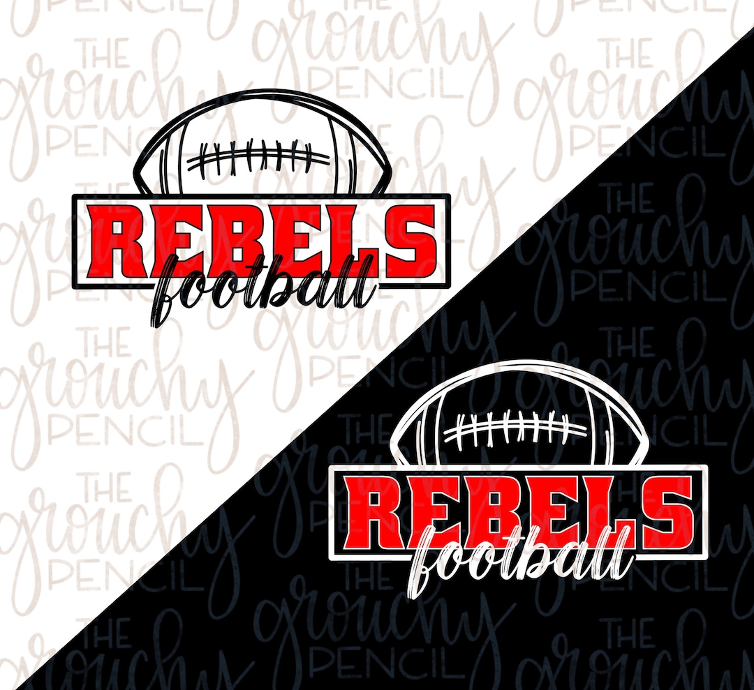 Rebels Football Team Name Graphic PNG Sublimation Transfer File, Black ...