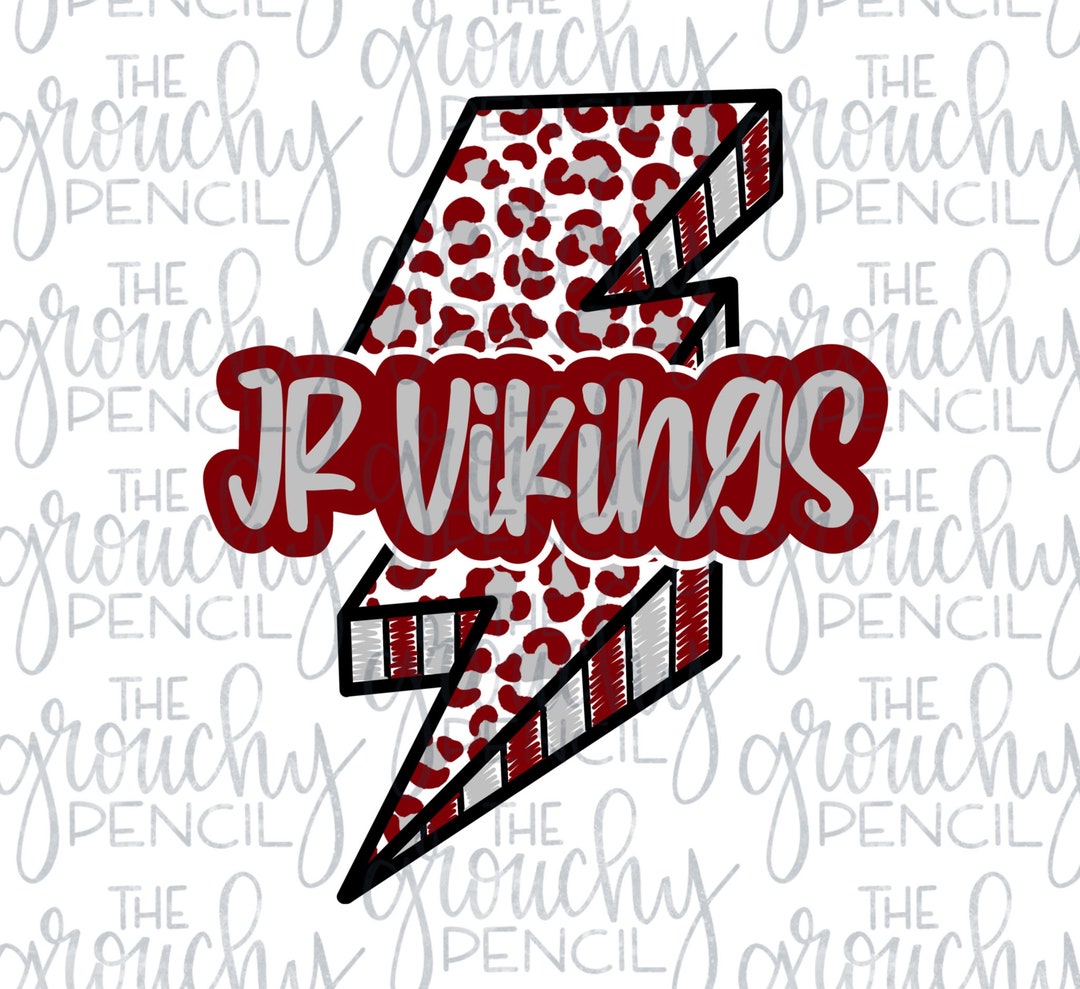 Jr Vikings Lightning Bolt Mascot Baseball Softball Basketball Football ...