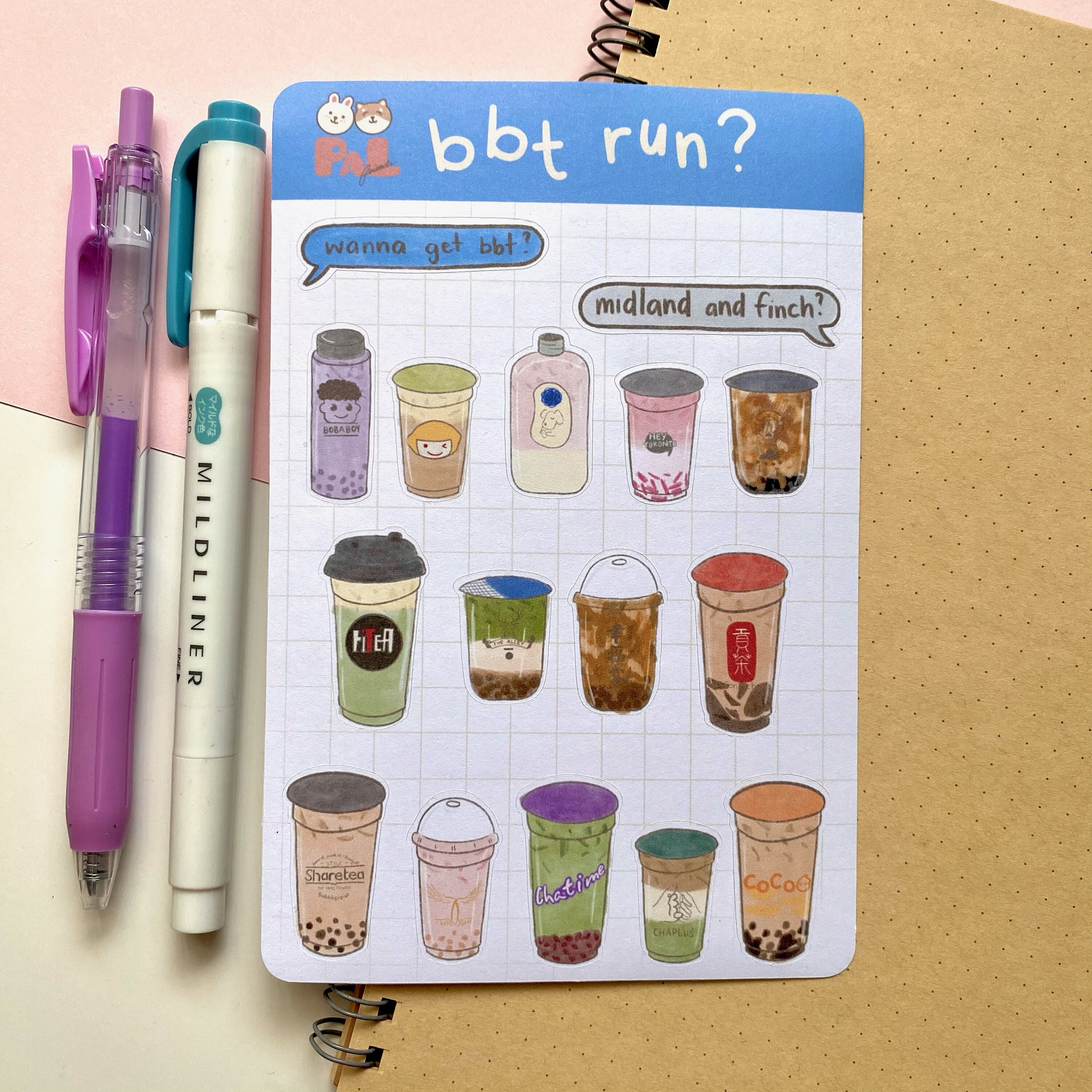 Bubble Tea Sticker Sheet Boba Themed Stickers Bullet | Etsy