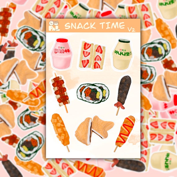 Korean Snack Time Sticker Sheet Korean Snack Themed Stickers | Etsy
