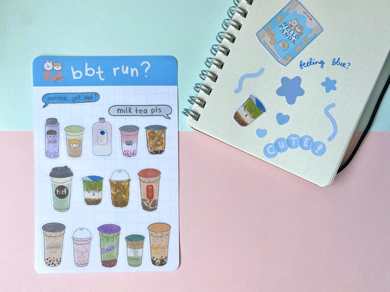 Bubble Tea Sticker Sheet Boba Themed Stickers Bullet - Etsy