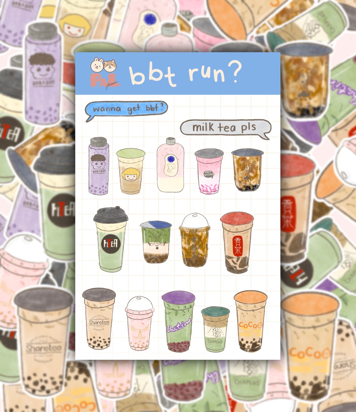 Bubble Tea Sticker Sheet Boba Themed Stickers Bullet - Etsy