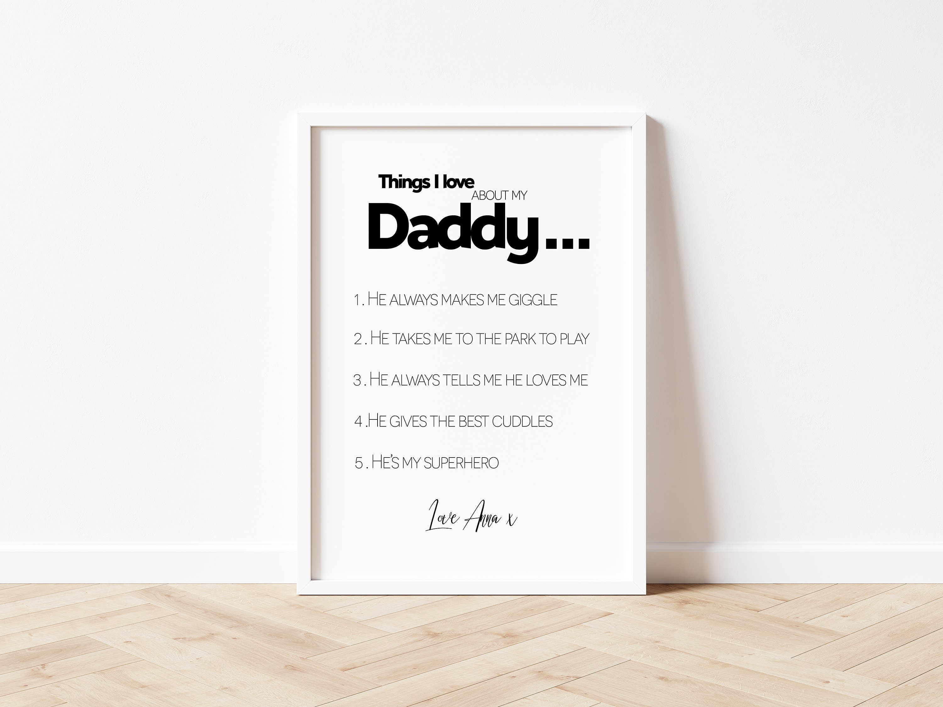 Personalised Fathers Day Gift Idea Print Things I love about | Etsy