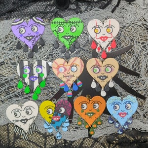 Halloween Clown Goofy Heart Earrings/ Polymer Clay/ Crying Heart/ Trad ...