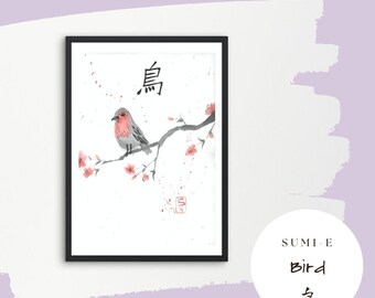 Sumi E Bird - Etsy