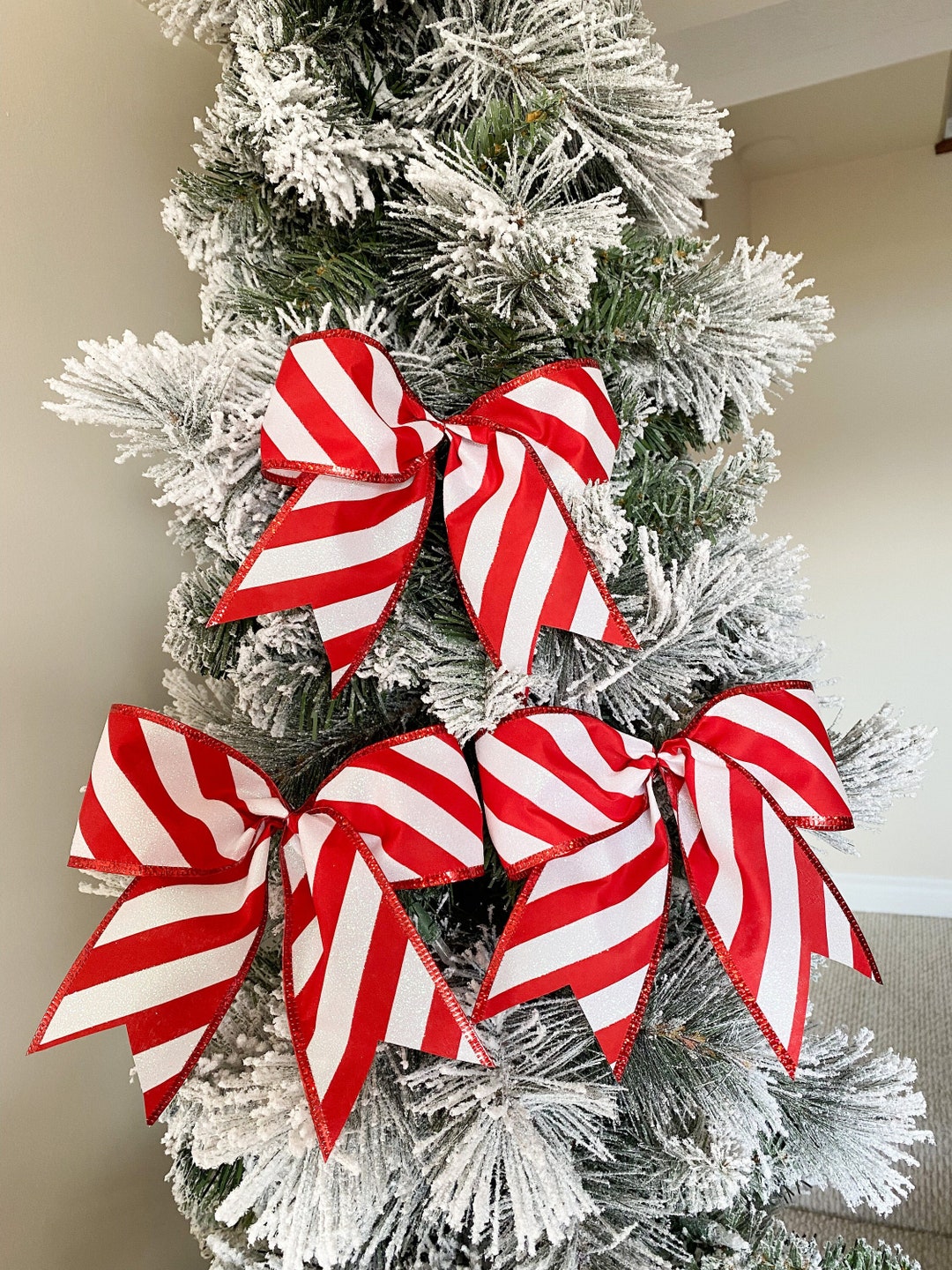 Christmas Tree Bow, Tree Bow, Set of Six Bows, Christmas Bow Decor ...