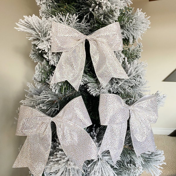Silver Christmas Bow - Etsy