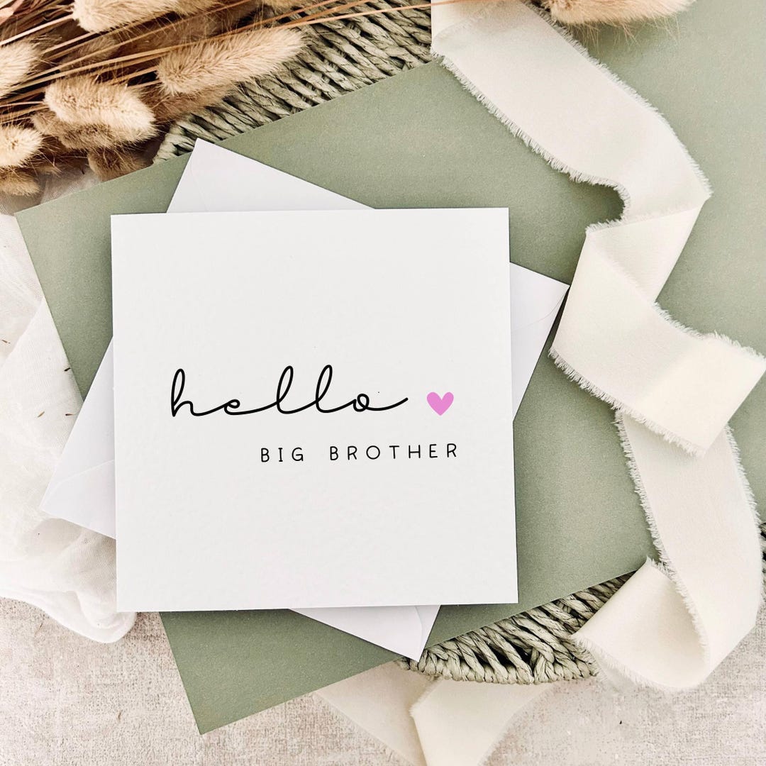Hello Big Brother Greeting Card - Pregnancy Surprise for Sibling, New ...