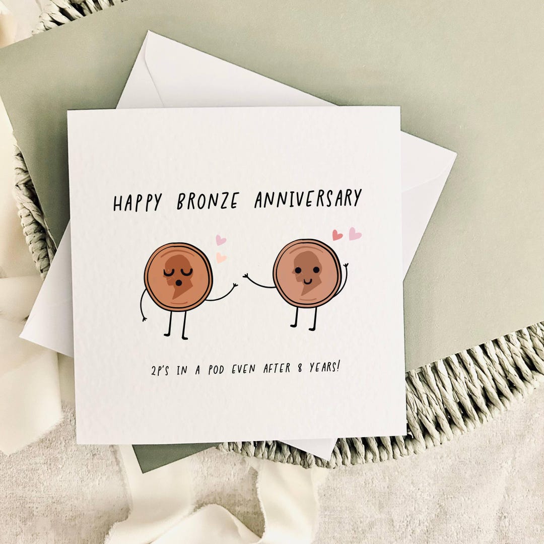 Bronze Anniversary Card - Happy 8 Year Wedding Anniversary for Husband ...