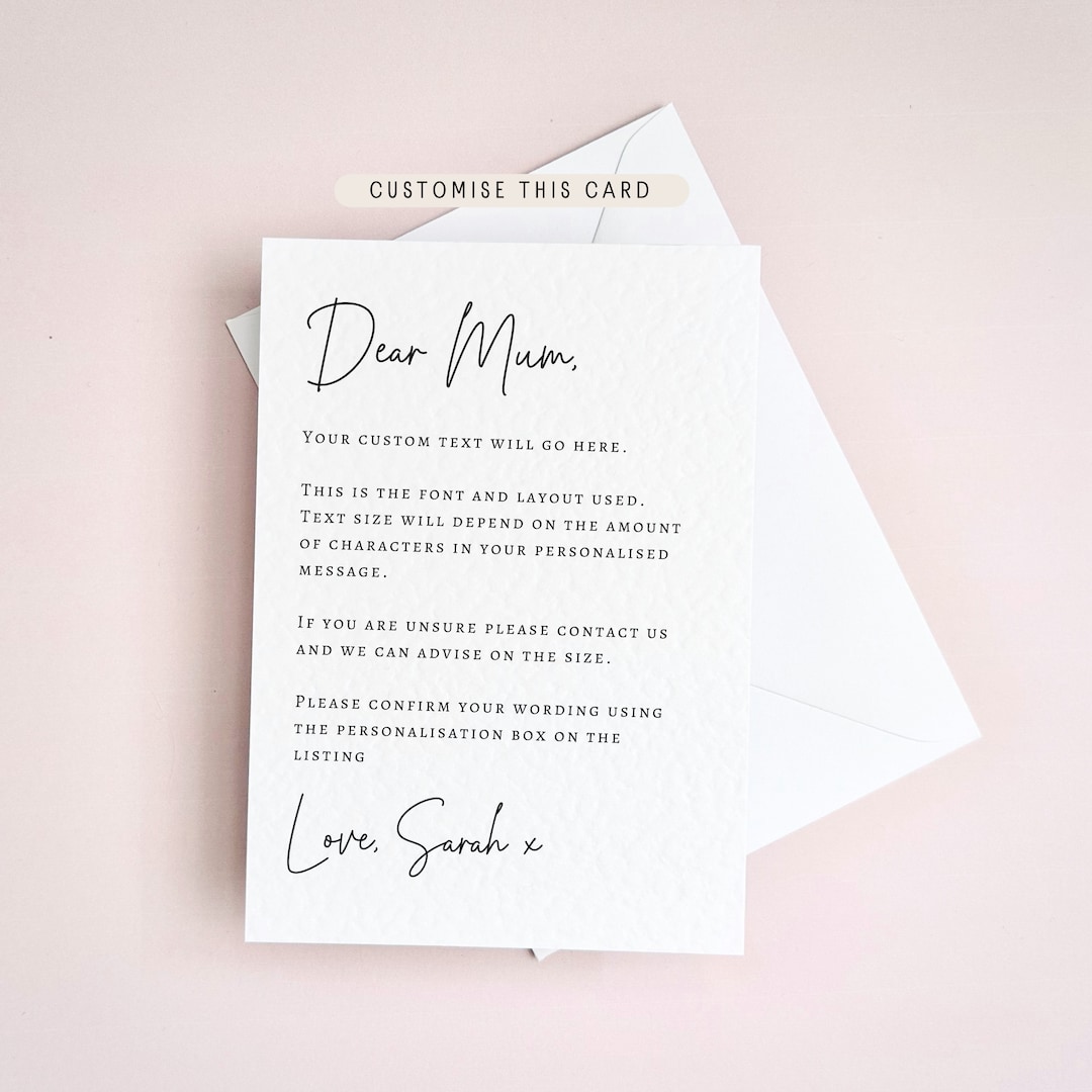 Dear Mum Letter Postcard | Personalised Mother of Bride Keepsake ...