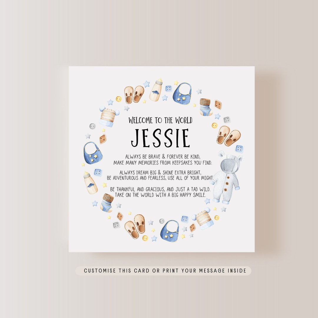 Welcome to the World Poem Greeting Card Personalised Birth of Baby Card ...