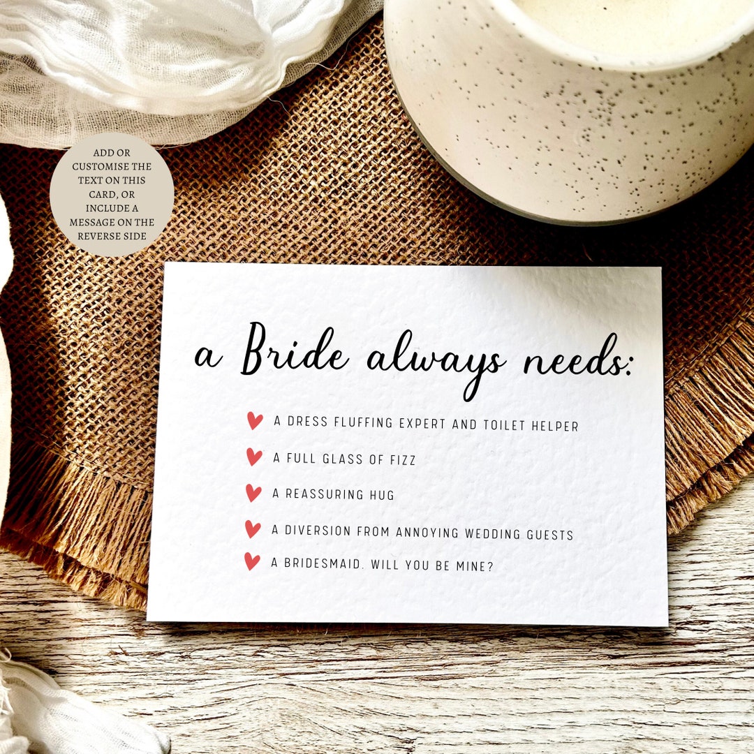 Bride Always Needs Wedding Proposal Postcard Will You Be My Bridesmaid ...