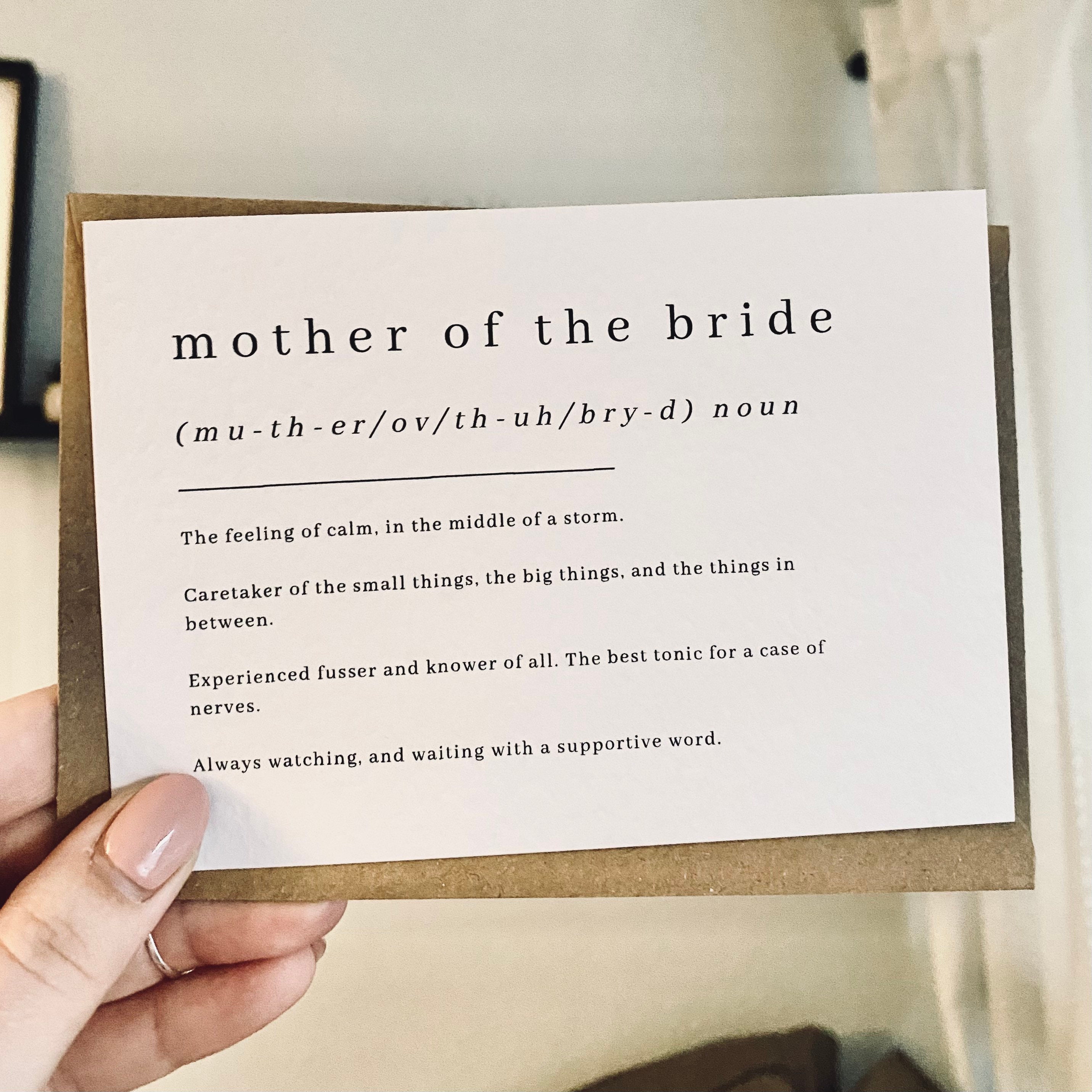 Mother of the Bride Definition Note Card Gift Box Card | Etsy
