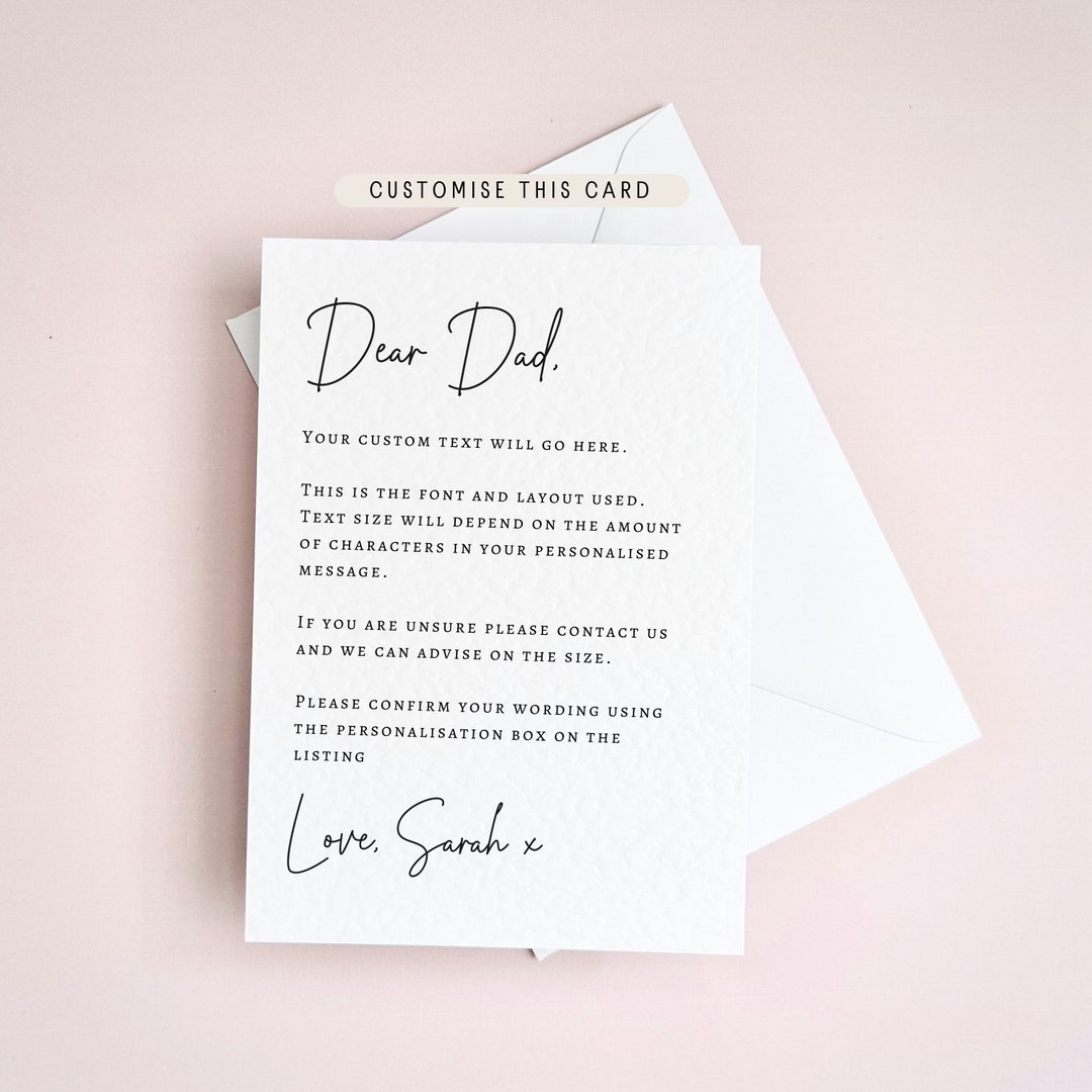 Dear Dad Letter Postcard | Personalised Wedding Keepsake for Father of ...