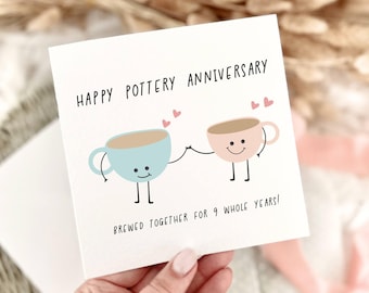 9th Anniversary Card Personalised - Pottery - Husband / Wife / Son ...