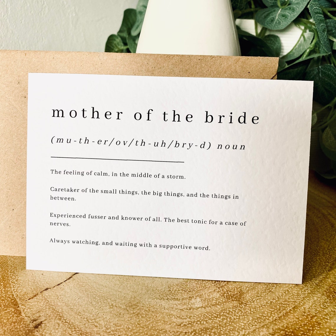 Mother of the Bride Definition Note Card Gift Box Card | Etsy