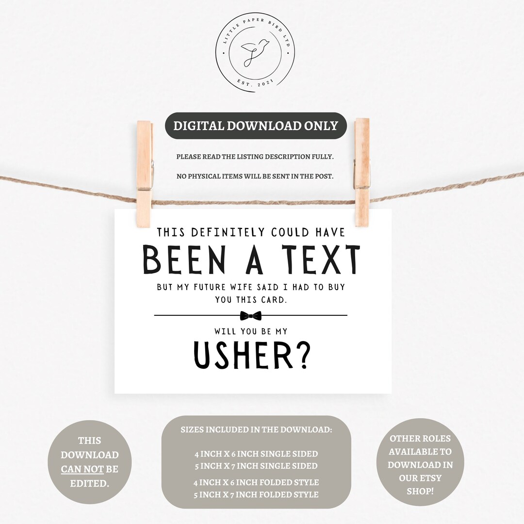 DIGITAL Will You Be My Usher Proposal Could Have Been a Text Print ...