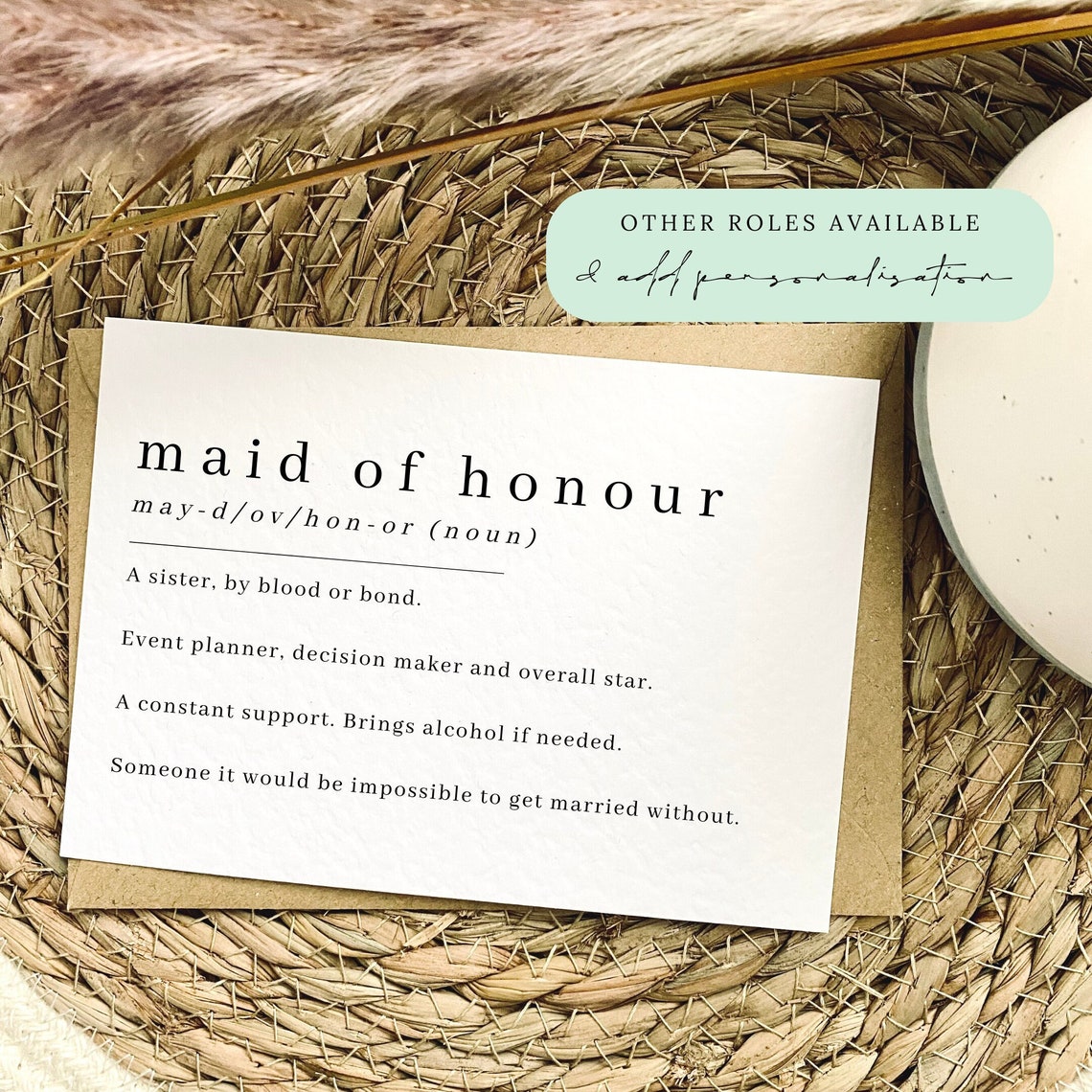 Maid of Honour Definition Note Card Gifts for Her - Etsy UK