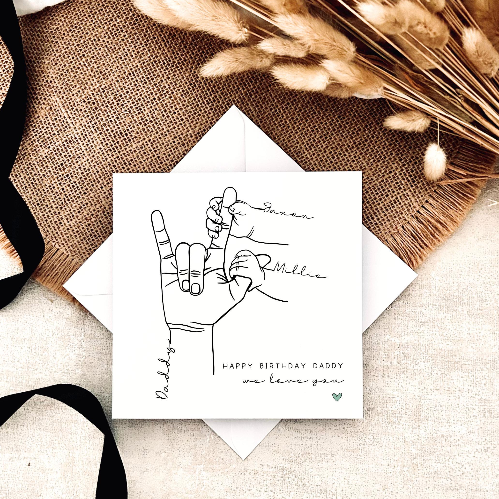 Sign Language Birthday Card for Daddy | Personalised I Love You ...