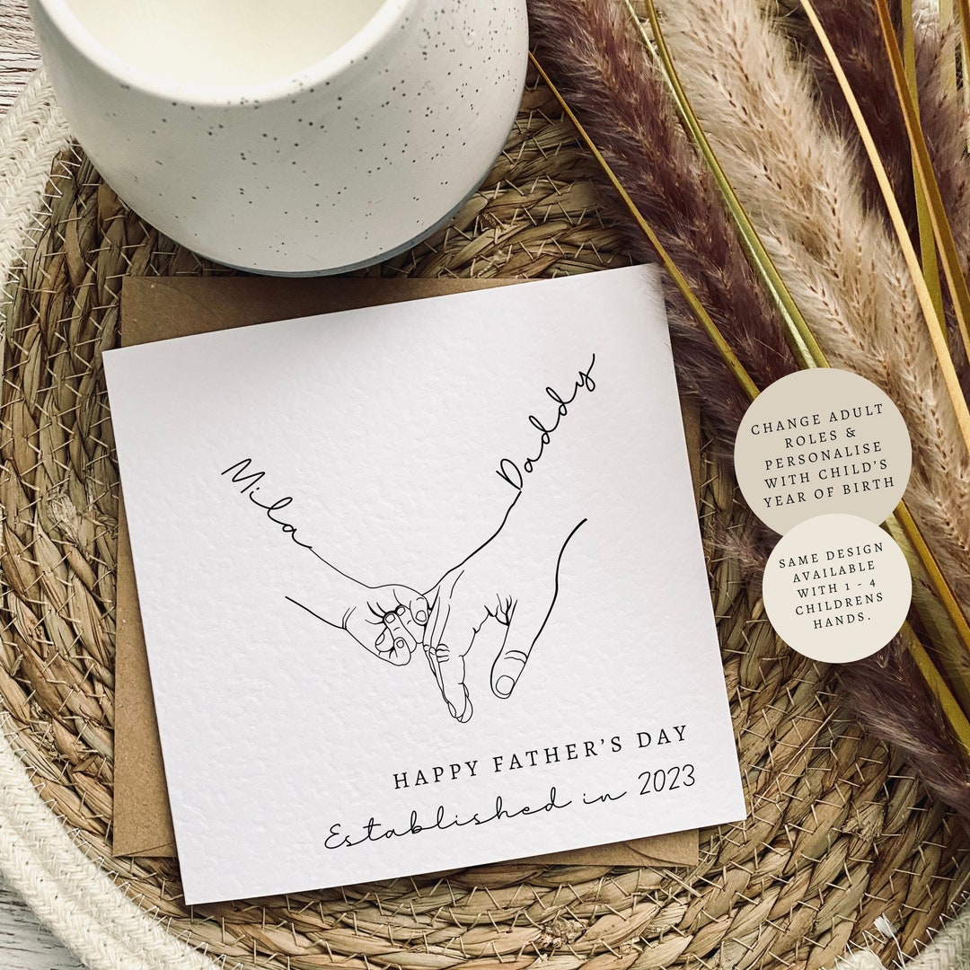Personalised Fathers Day Card From Children Hand and Name Design Card ...