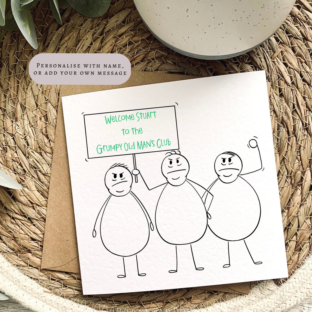 Funny Old Man Greeting Card for Him, Birthday Card for Dad, Funny Card ...