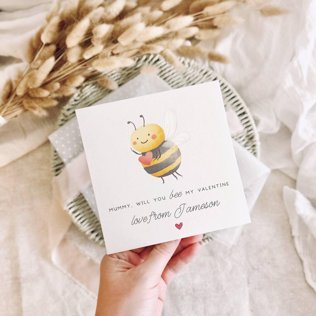 Personalised Valentines Card for Mum | Bee My Valentine Card for Mummy ...