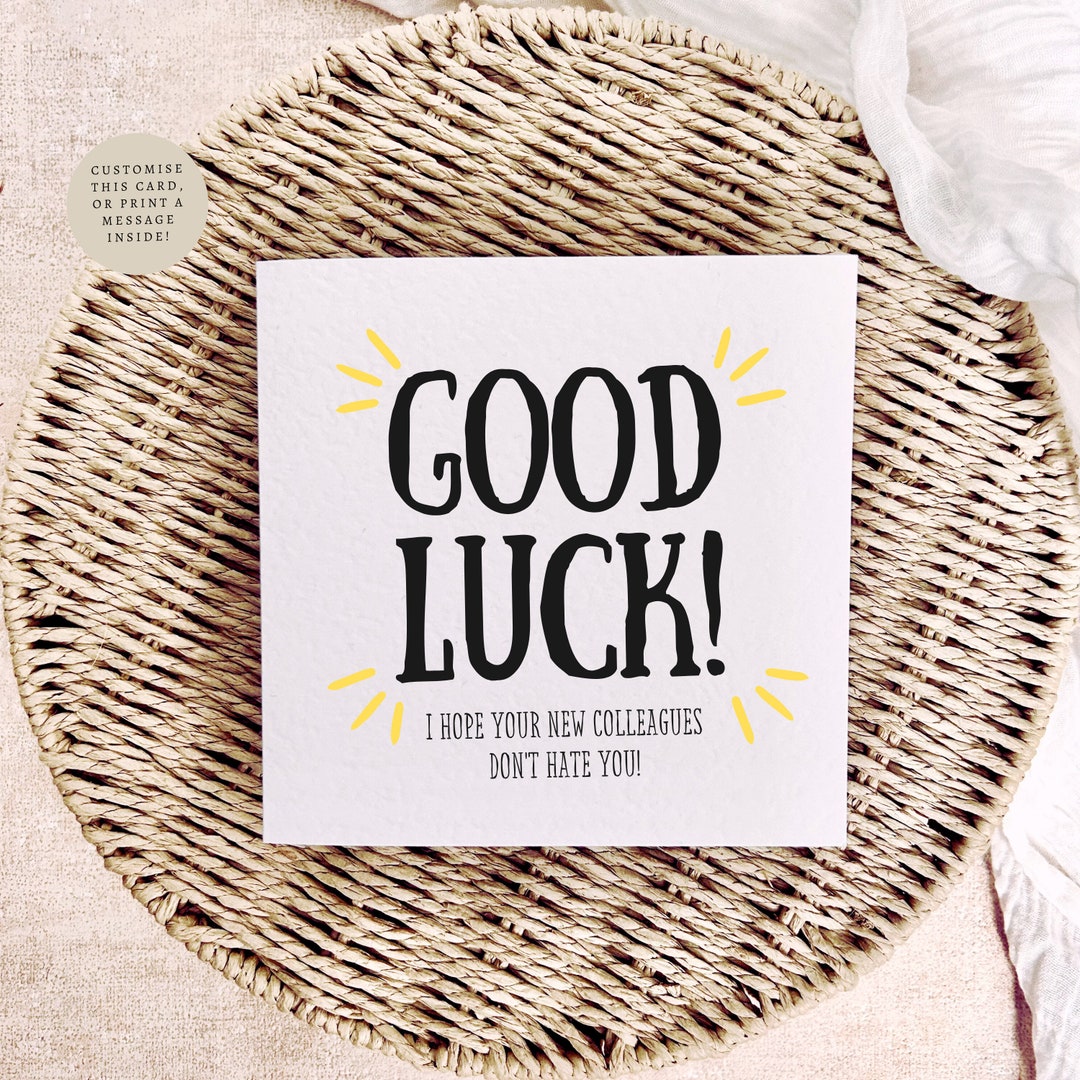 Funny Good Luck Greeting Card for Colleagues New Job, Personalised Card ...