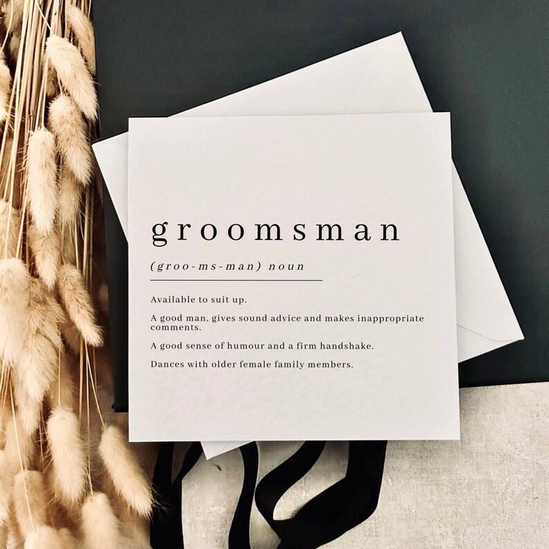 Groomsman Definition Greeting Card | Personalised Card for Him, Will ...