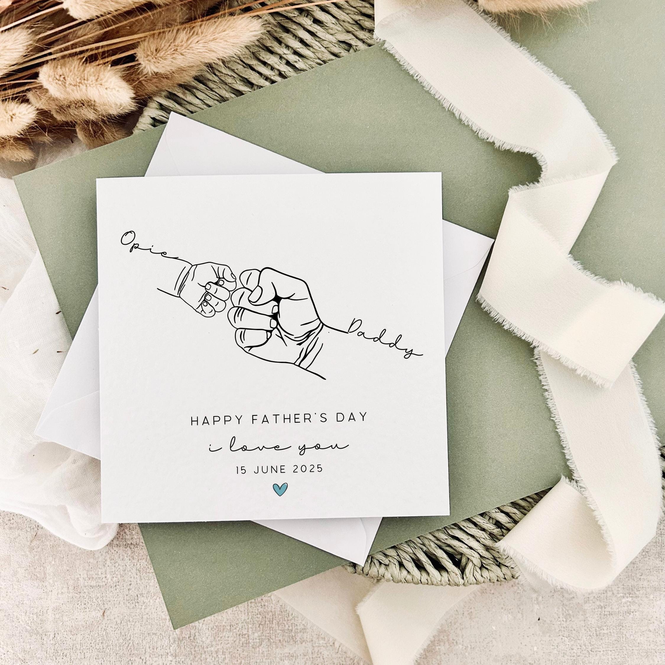Personalised Father's Day Card | Fist Bump Dad Print Card, Custom ...