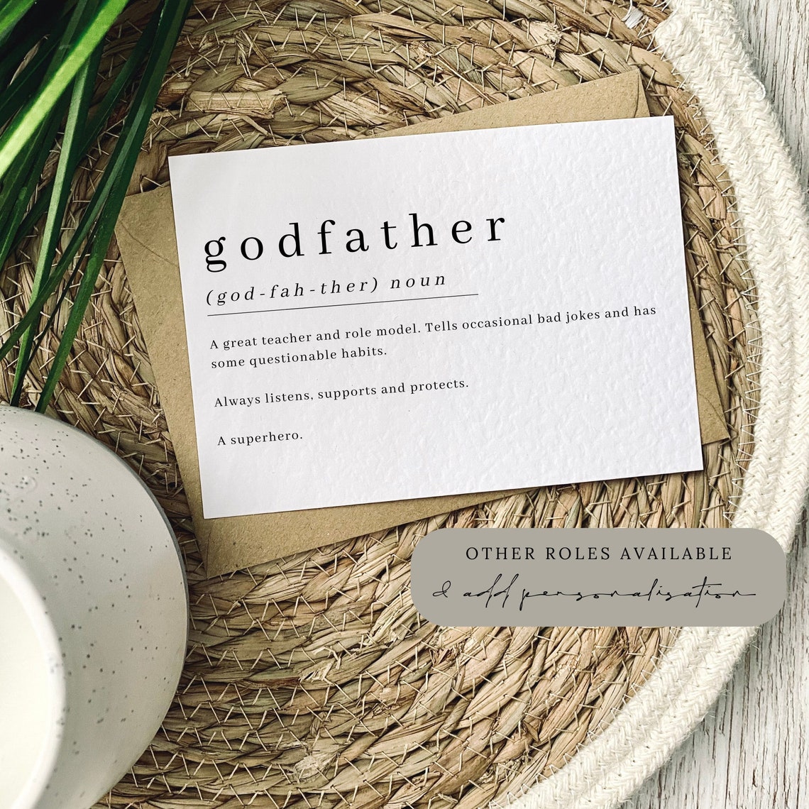 Godfather Definition Note Card Godparent Card Gift for - Etsy