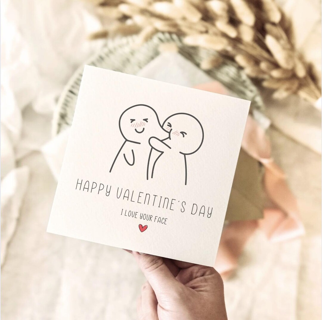 Valentines Day Card for Partner - I Love Your Face Funny Print ...