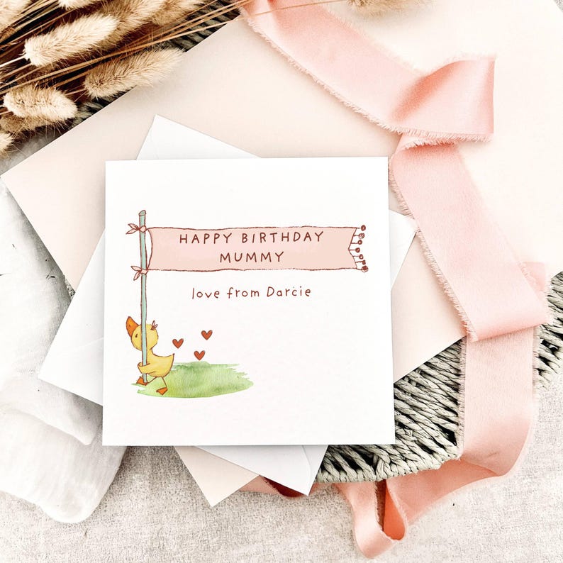 Personalised Mum Birthday Card | Custom Duck Print Keepsake for Mummy ...