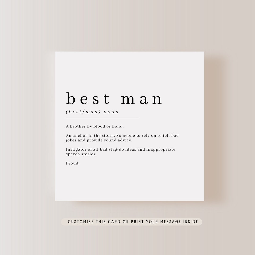 Best Man Definition Greeting Card Will You Be My Best Man Card, Thank ...