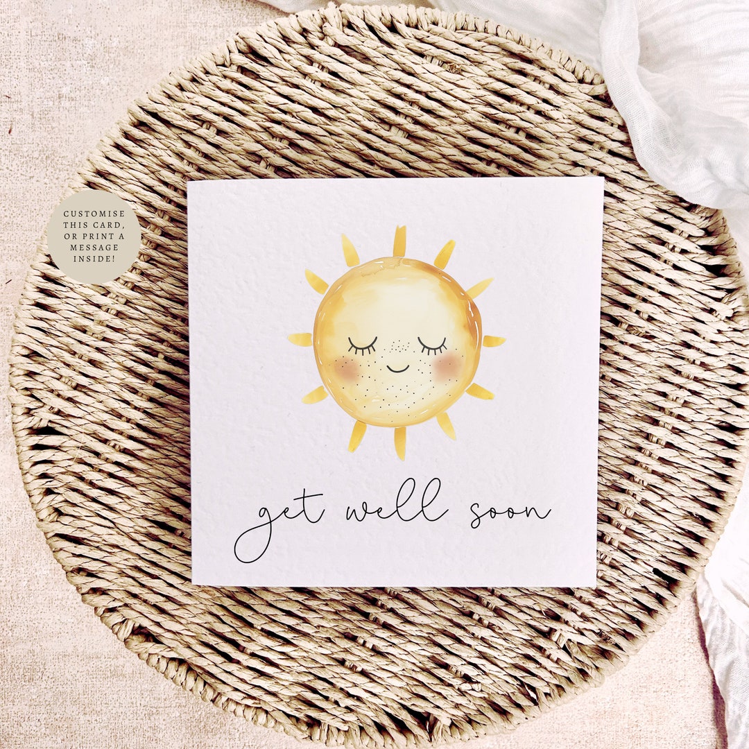 Get Well Soon Card Sun Print Speedy Recovery Well Wishes, Positive ...