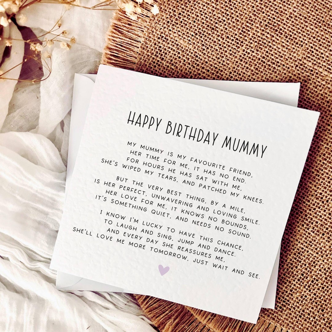 Happy Birthday Mummy Poem Card Greeting Card for Mum, Someone Special ...