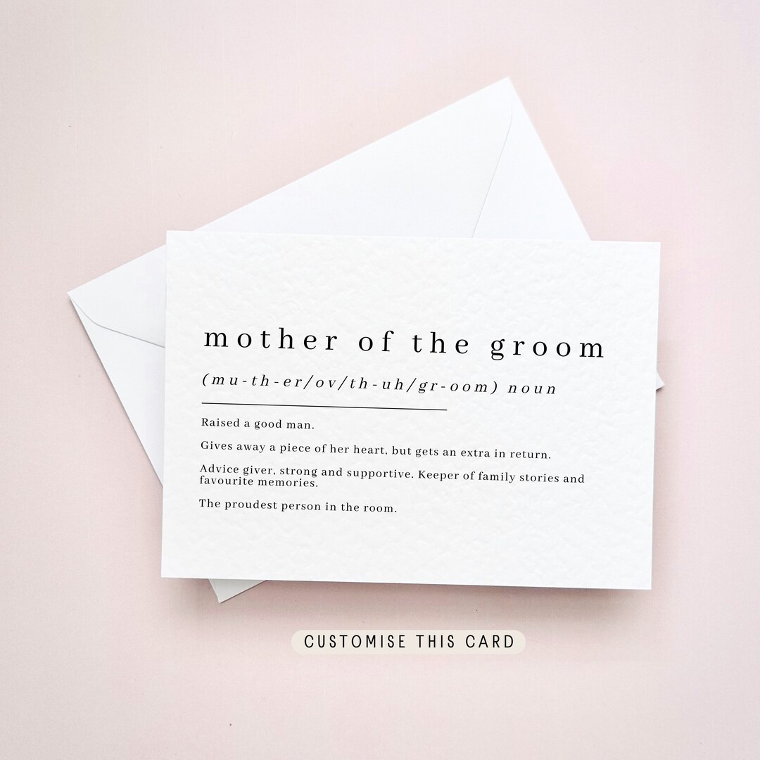 Mother of the Groom Definition Print Postcard for Mum From the Groom ...